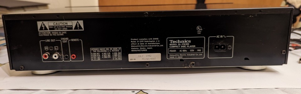 Vintage Technics Mash CD player model SL-PG100 No Remote Works Well | eBay