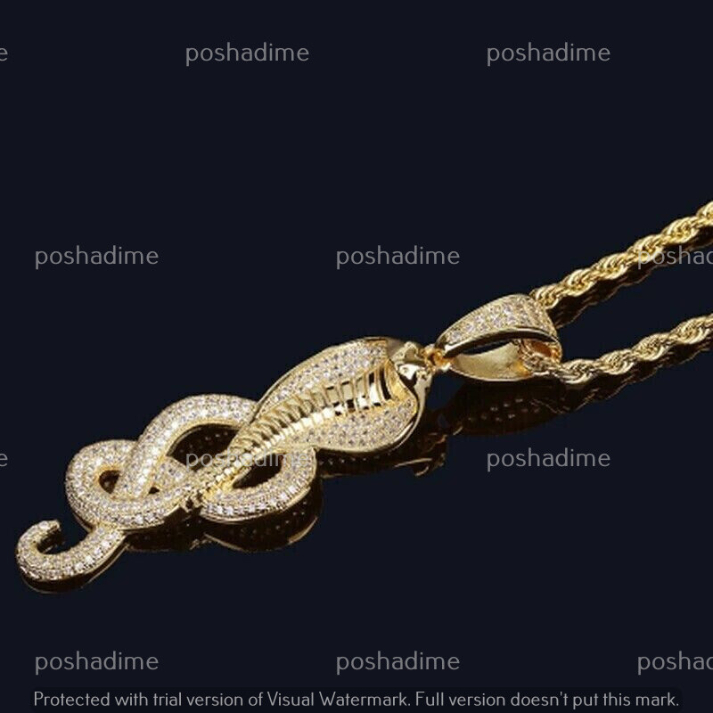 1.50 Ct Round Cut Created Moissanite Cobra Snake Pendant Chain 10K ...
