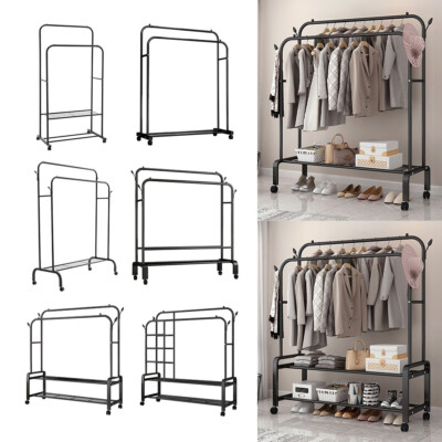 Moving Clothes Storage Garment Rail Bottom Shelf Hanging Display ...