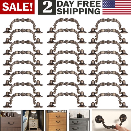 Lot Drop Bail Dresser Pull Handle Drawer Pulls Rustic Antique Bronze w ...