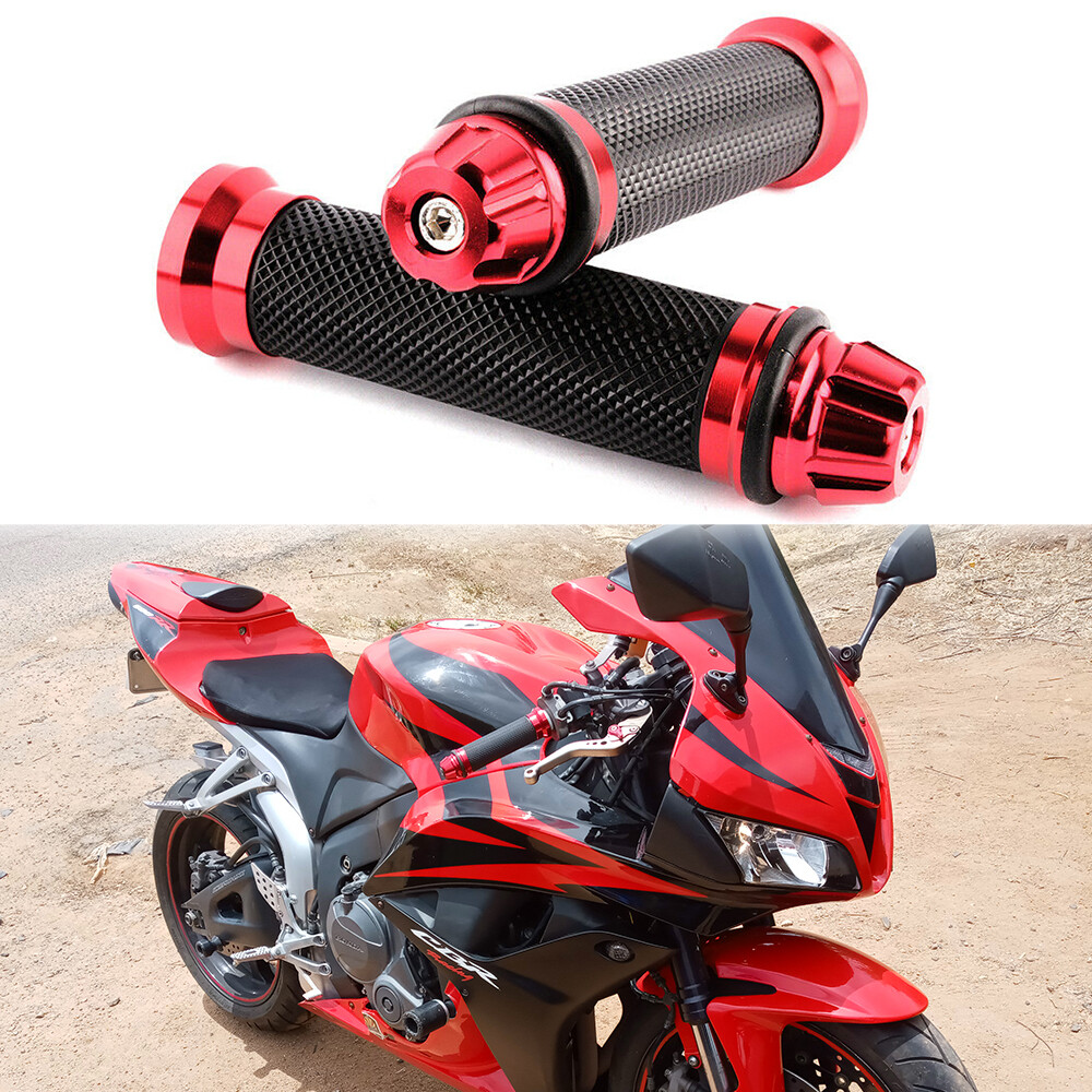 RED Motorcycle CNC 7/8" Handle Bar Hand Grip Gel For Yamaha YZF R6 R1 ...