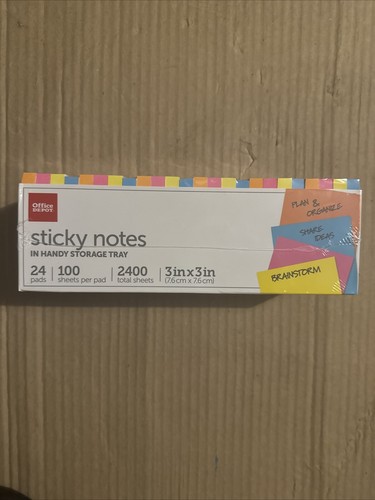 Office Depot Sticky Notes, Storage Tray, 3" x 3", Vivid Colors, 100 ...