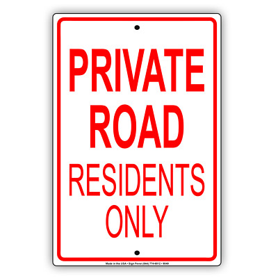 Private Road Residents Only Wall Art Decor Novelty Notice Aluminum ...