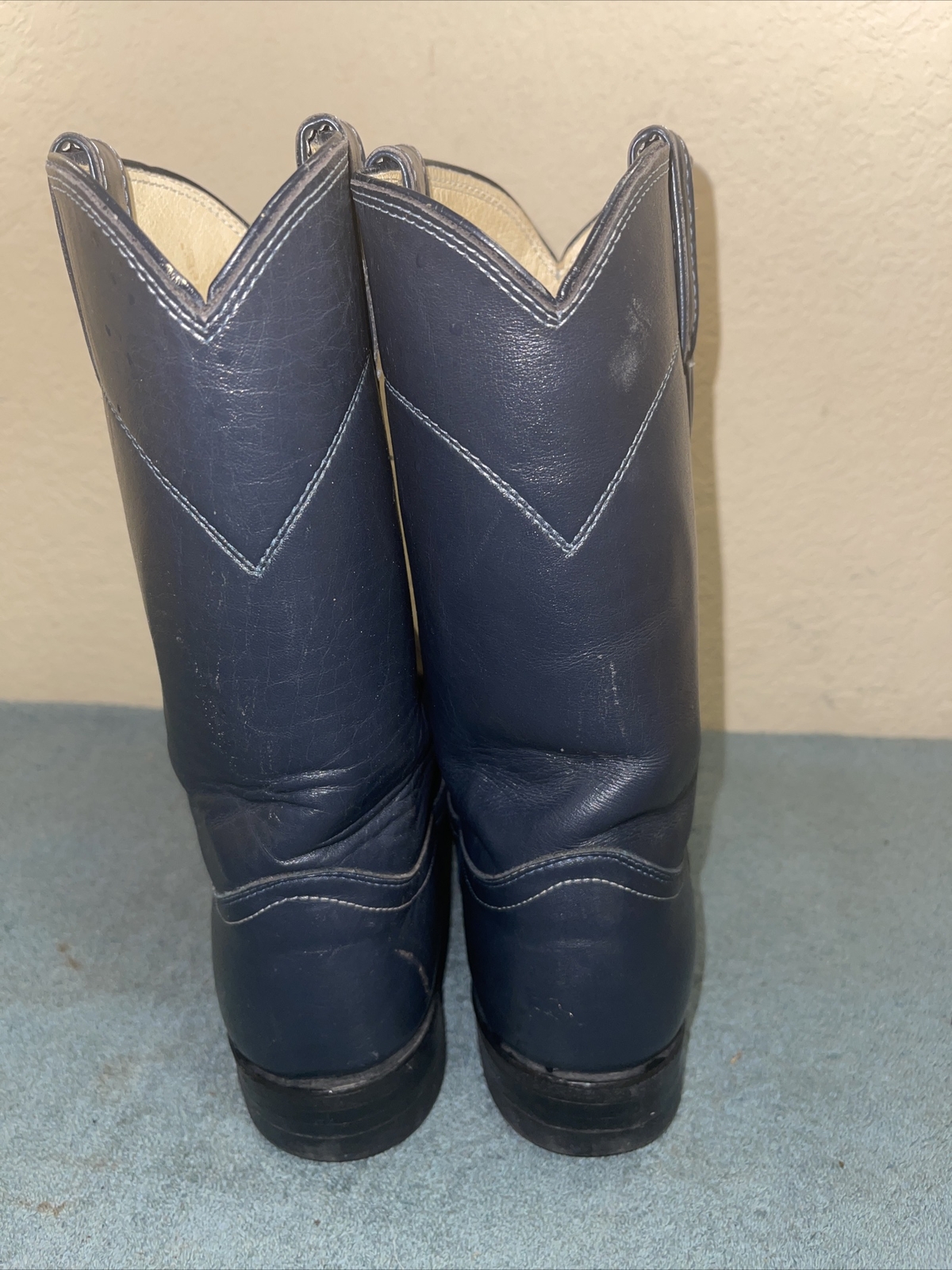 Justin L 3057 Gun Metal Blue Cowboy Ropers Western Boots sz 7 B FREE ...