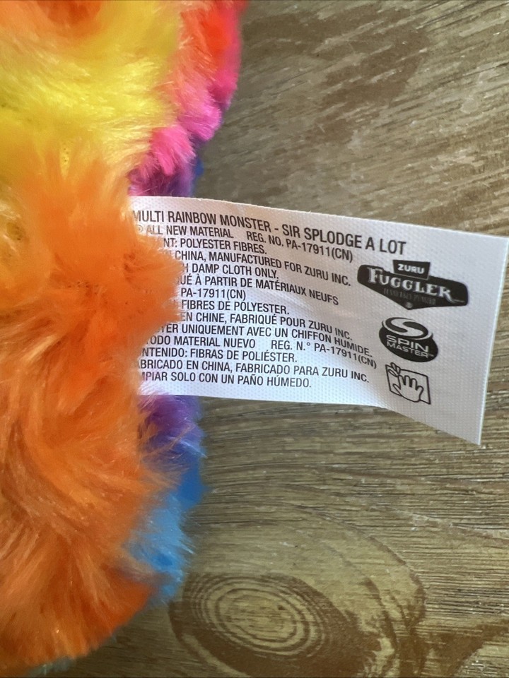 Fuggler Big Fugg 18” RARE Plush- Multi rainbow Monster Sir Splodge A ...