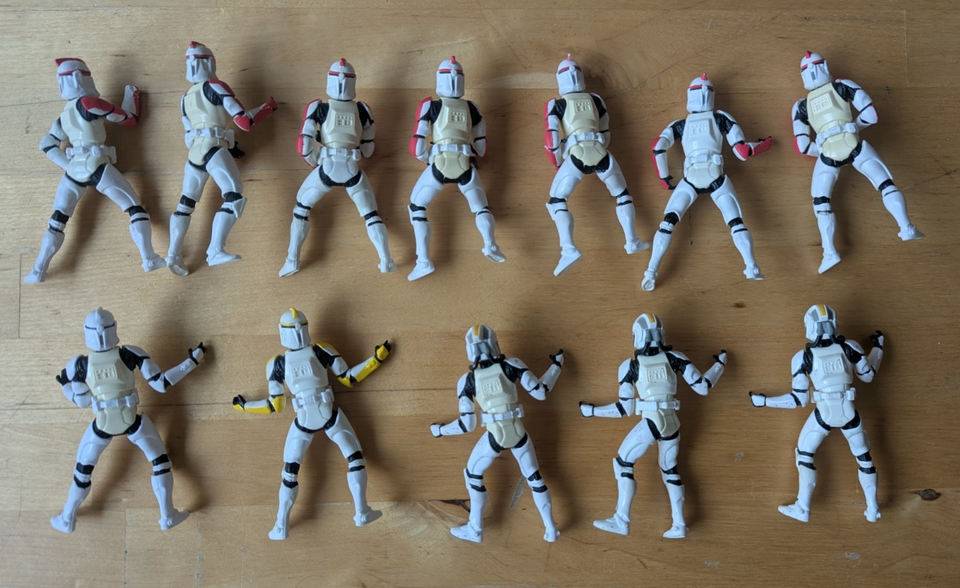Star Wars 3.75 Clone Trooper Lot Yellow Fodder Saga Captain Pilot 2002 ...