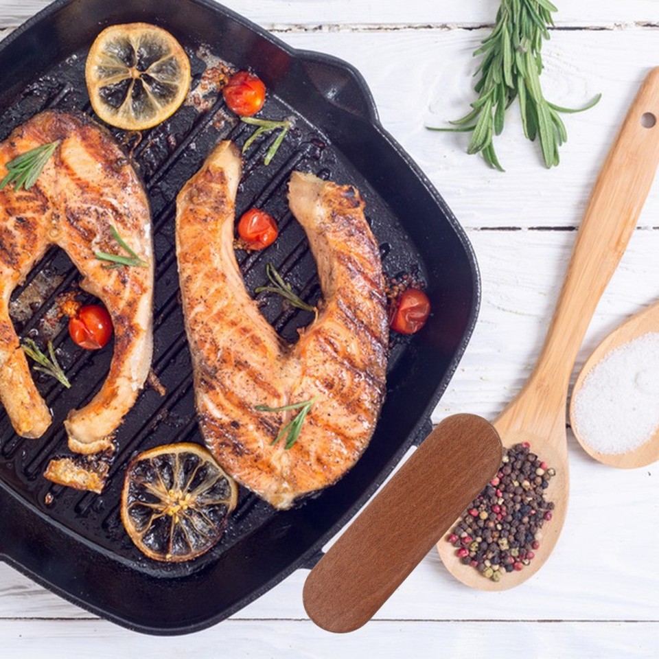 2pcs Wood Pot Handle Protectors Cooking Pan Sided Handle Grips Heat ...