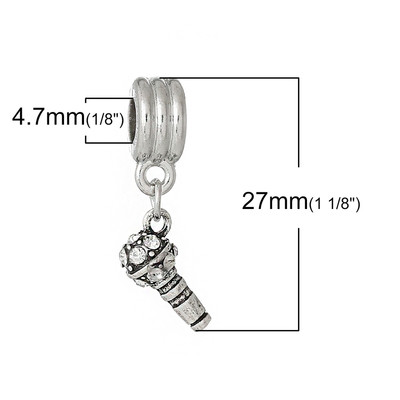 "Microphone with Colored Crystals" Charm Bead for Most European Sn ...