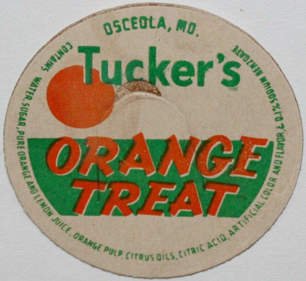 Vintage milk bottle cap TUCKERS Orange Treat Tucker Dairy Osceola ...