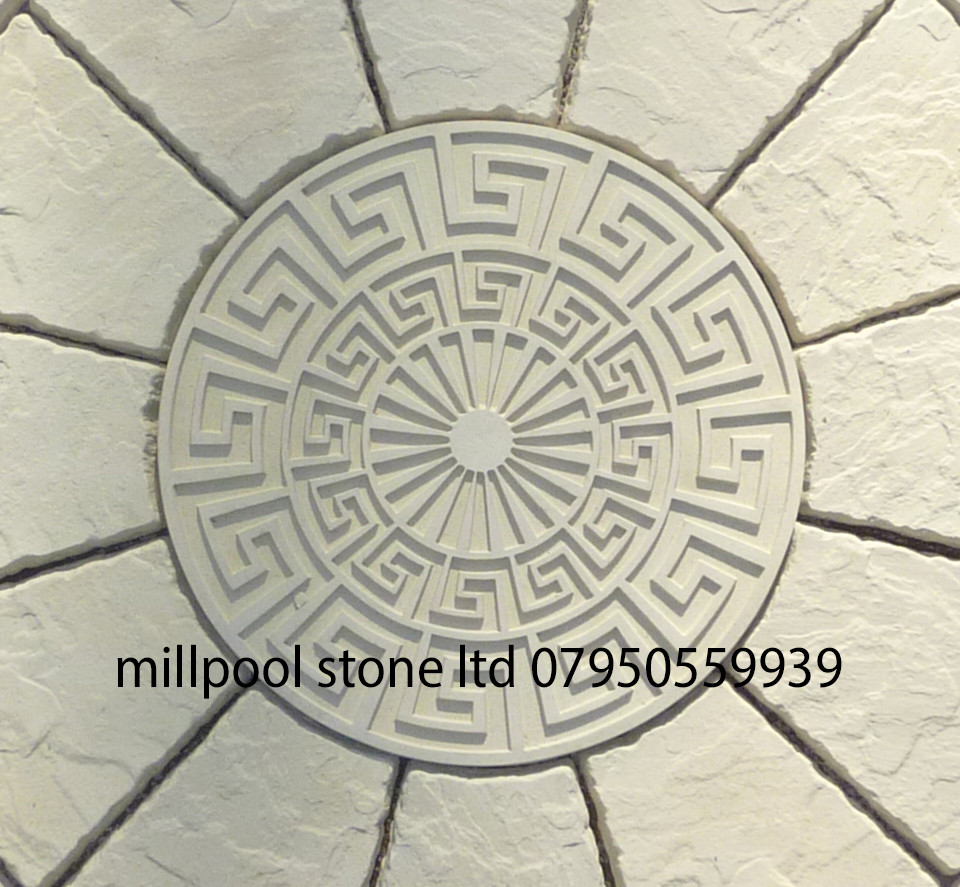 1.8M BUFF GREEK KEYSTONE PAVING CIRCLE PATIO SLABS STONE (DELIVERY ...