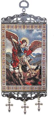 Archangel Saint Michael Icon 9 3/4" Textile Tapestry Banner Religious ...
