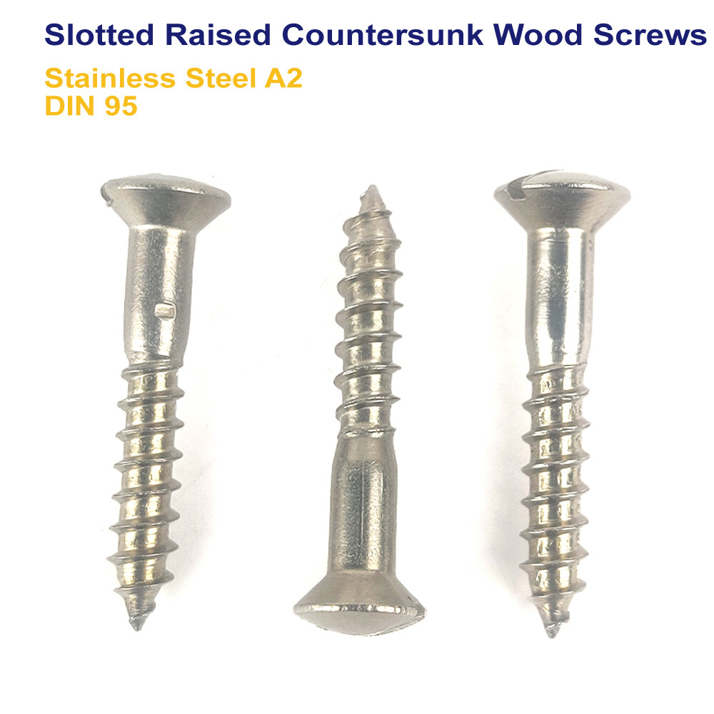 4mm 5mm 6mm 8mm SLOTTED RAISED COUNTERSUNK WOOD SCREWS STAINLESS STEEL ...