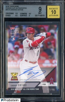 2018 Topps Now Rookie Cup Shohei Ohtani RC Signed 56/99 BGS 9 w/ 10 ON ...