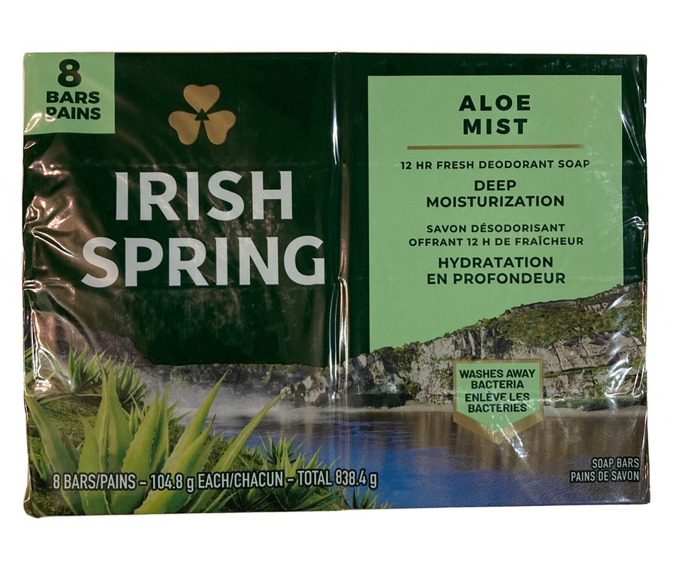 Irish Spring Deodorant Soap, Original 1 Pack 8 Bars 3.7 Oz With ...