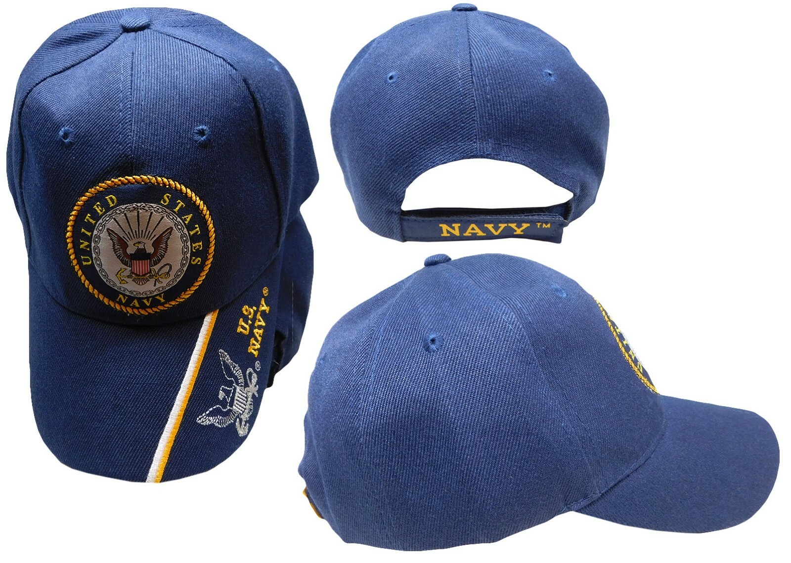 U.S. Navy Crest Emblem Seal Insignia Navy Blue Embroidered Cap Hat ...