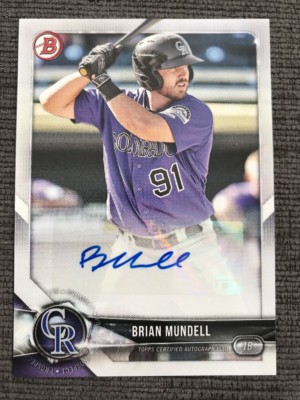 2018 BOWMAN AUTOGRAPHS RC BRIAN MUNDELL COLORADO ROCKIES AUTO ROOKIE | eBay