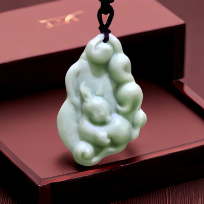 Natural Real Jade Fox Pendant Necklace Accessories Carved Jewelry ...