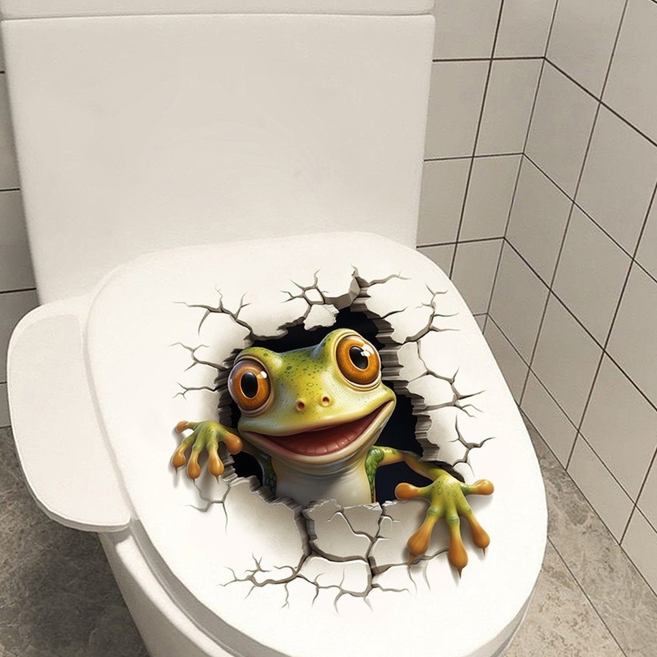 Decorative Cartoon Frog Wall Decal for Bathroom Waterproof 25.5x27.5cm ...
