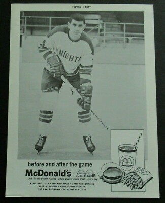 EXTREMELY RARE 1966-67 Omaha Knights McDonalds Trevor Fahey Premium ...