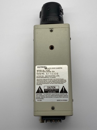 ULTRAK K-565 CCD B/W Camera Black & White 6mm 1:1.4 GE Lens (READ ...