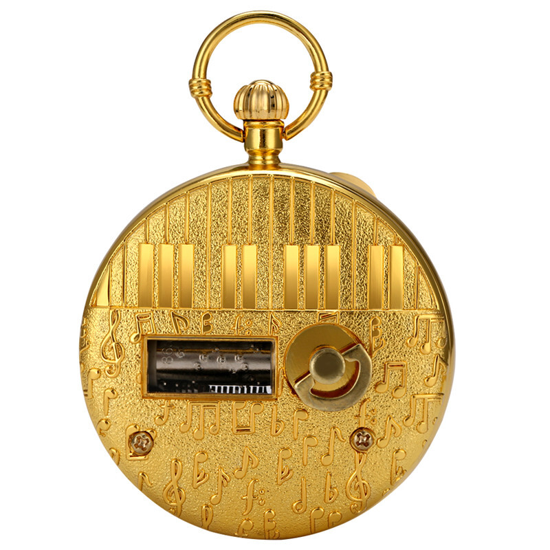 Castle in the Sky Golden Musical Pocket Watch Pendant Chain Hollow Half ...