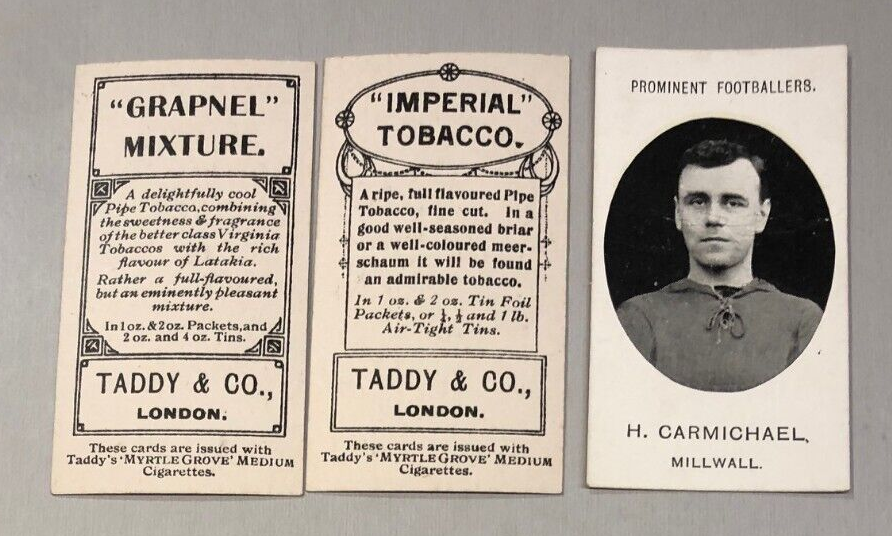 TADDY PROMINENT FOOTBALLERS CIGARETTE CARDS 12X MILLWALL ISSUED IN 1908 ...