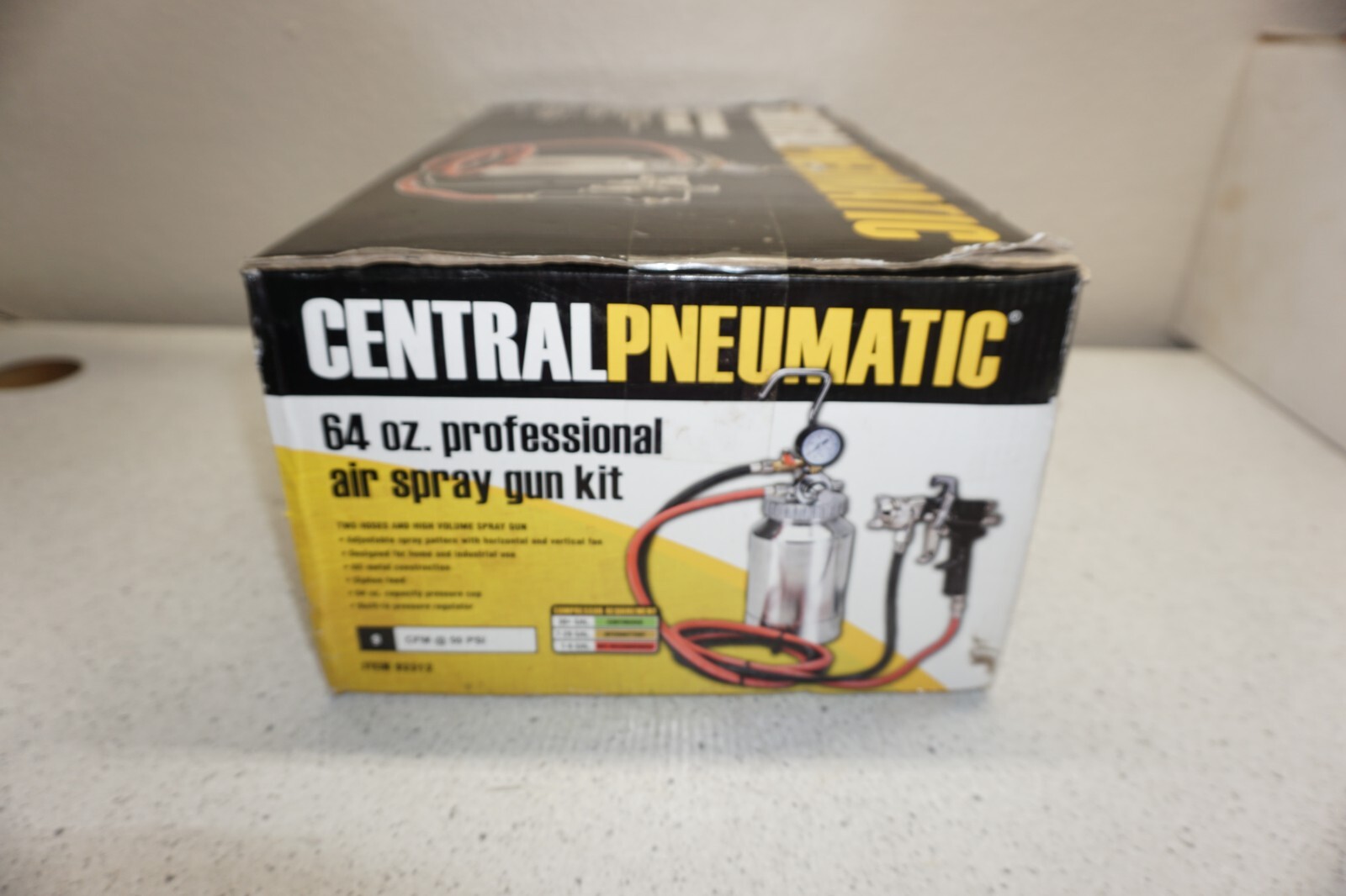 CP CENTRAL PNEUMATIC AIR SPRAY GUN PAINT AUTO BODY 93312 2-QT RAT ROD ...