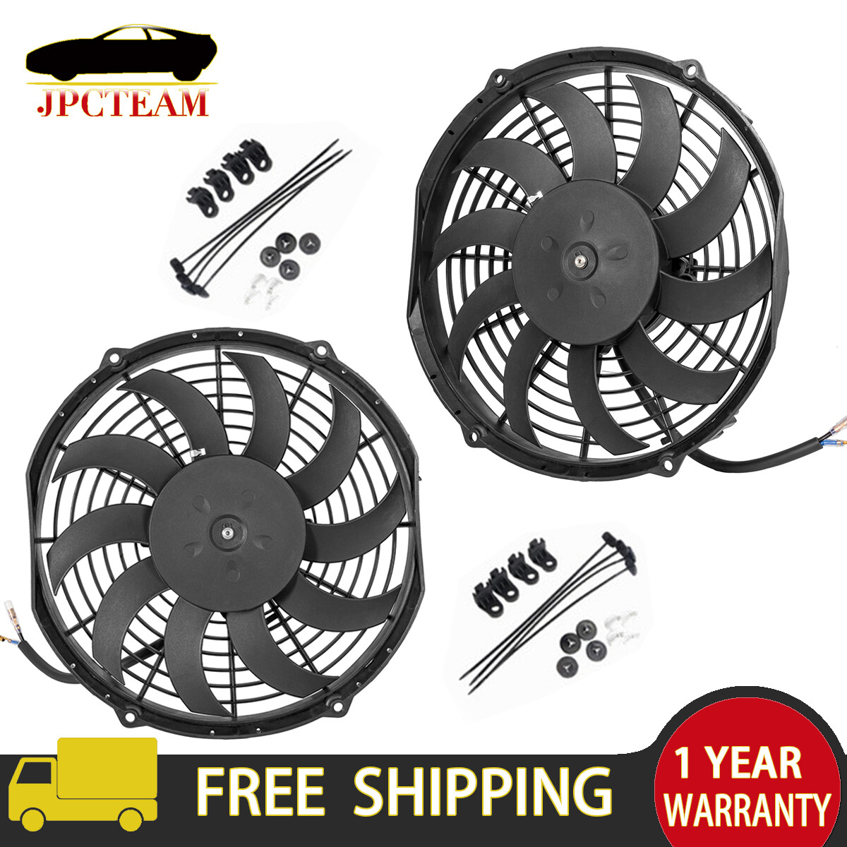 Pair(2) 10" Universal Slim Radiator Fan Push Pull Electric Radiator ...