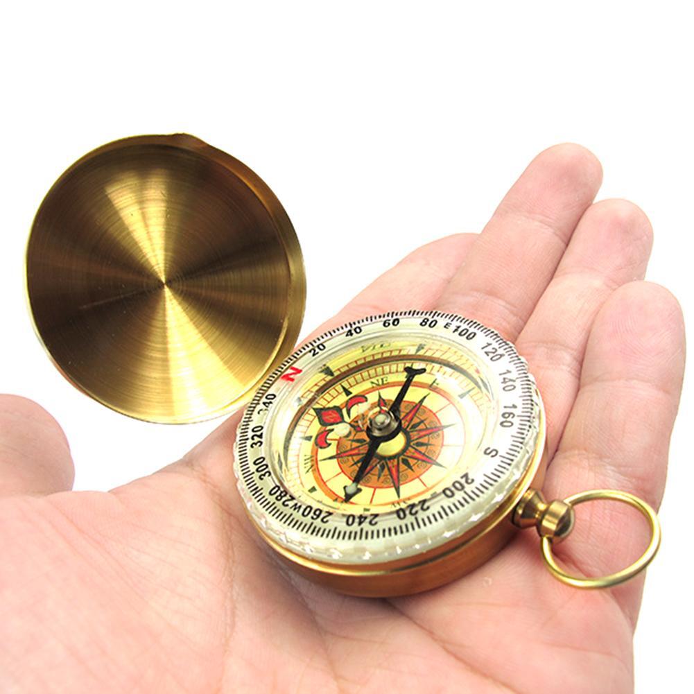 Portable Pocket Brass Gold Plated Copper Compass Navigation with ...