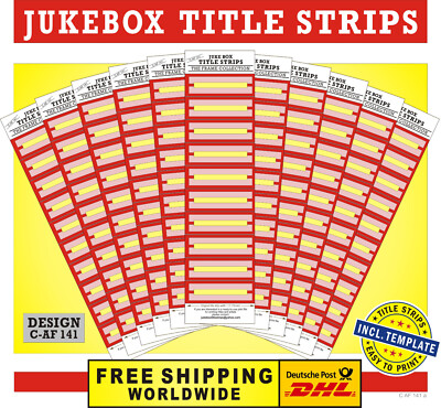 #Caf141*⭐ 40 Jukebox TITLE STRIPS blank sheeds ⭐ FREE SHIPPING WORLD ...
