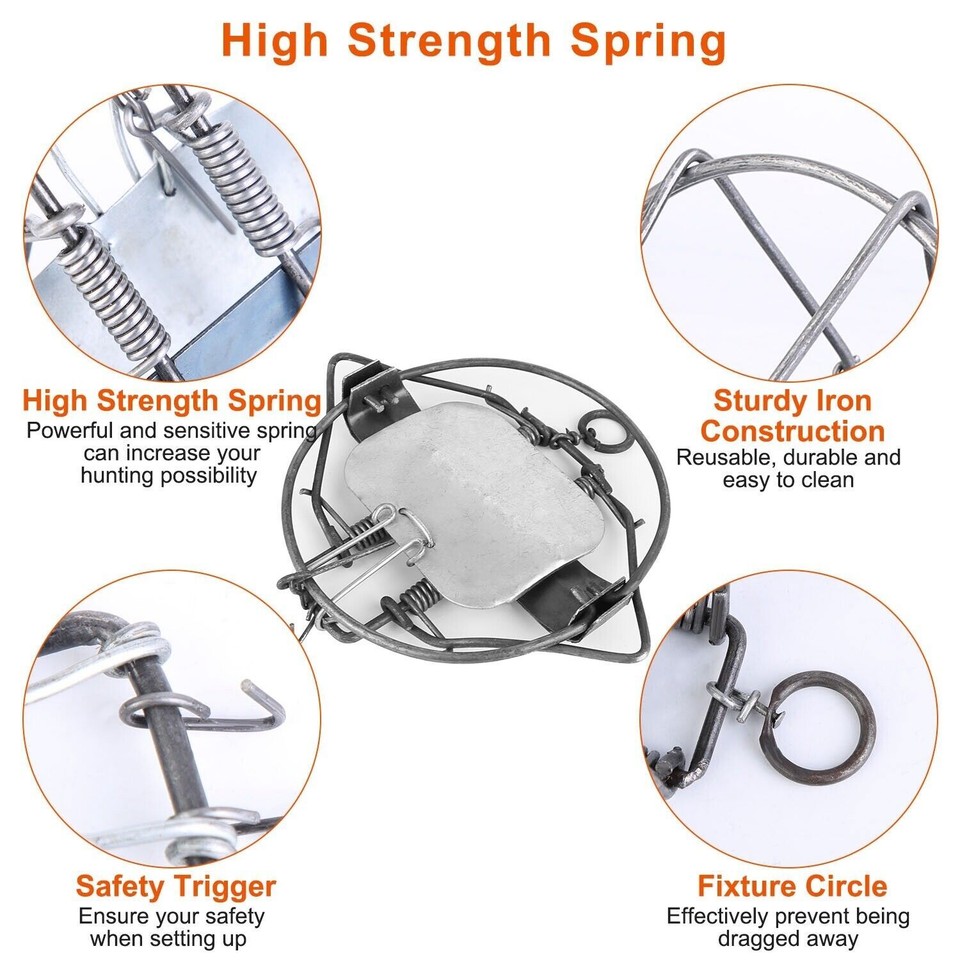 2Pcs Animal Spring Trap Sturdy Iron Animal Snap Trap 7In Powerful ...