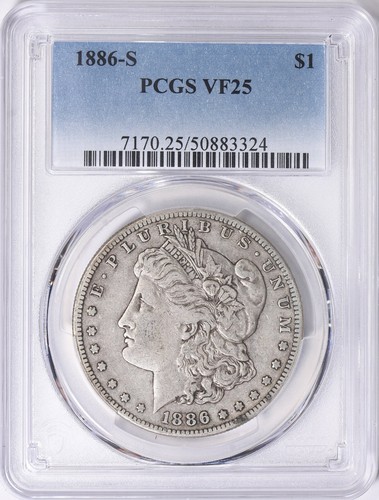 1886 - S MORGAN SILVER DOLLAR - VERY LOW MINTAGE - ONLY 750,000 COINS ...