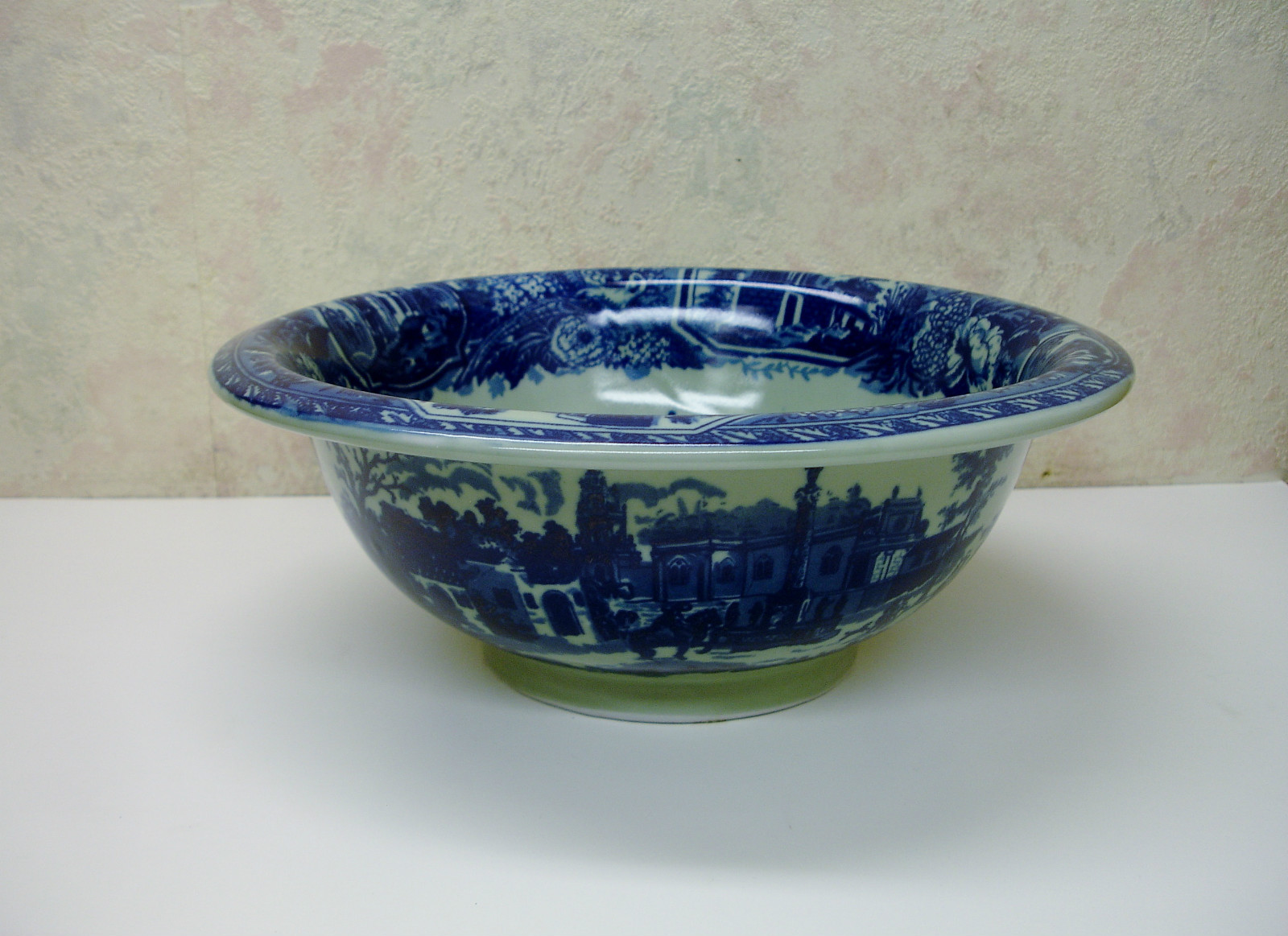 Vintage Victoria Ironstone Water Jug & Basin Set Flow Blue Pale Green ...