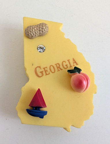 Clay Critters magnet GEORGIA yellow state shaped fridge souvenir made ...
