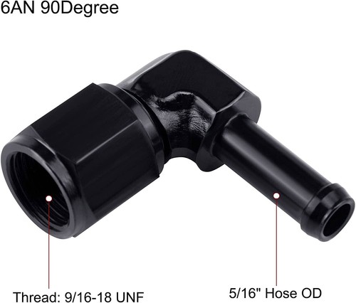 90 Degree 6AN Female to 5/16'' AN6 Swivel Barb Hose Fitting Adapter ...