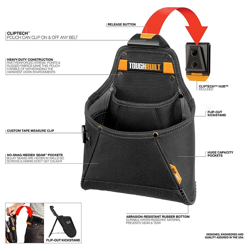 TOUGHBUILT TB-CT-05 Supply Pouch Nail Screw Bag Carpenter Tool Storage ...
