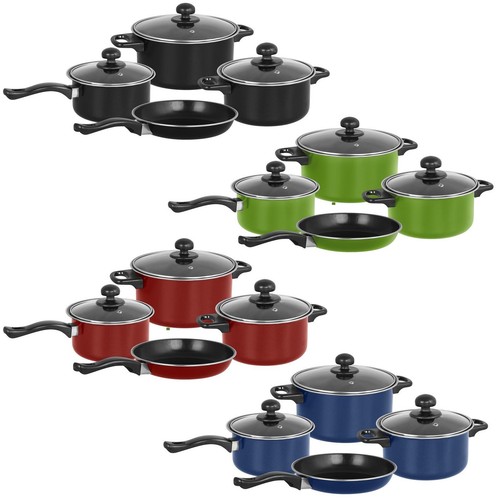 Non Stick 7 Pcs Cookware Set Cooking Casserole Pot Frying Pan Saucepan ...