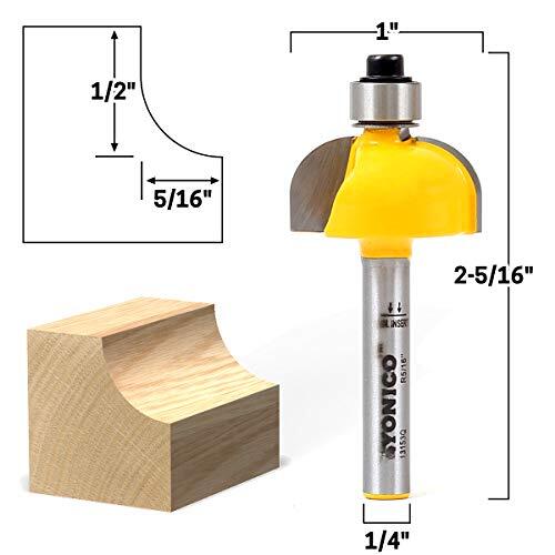 YONICO Cove Router Bits Edge Forming 5/16-Inch Radius 1/4-Inch Shank ...