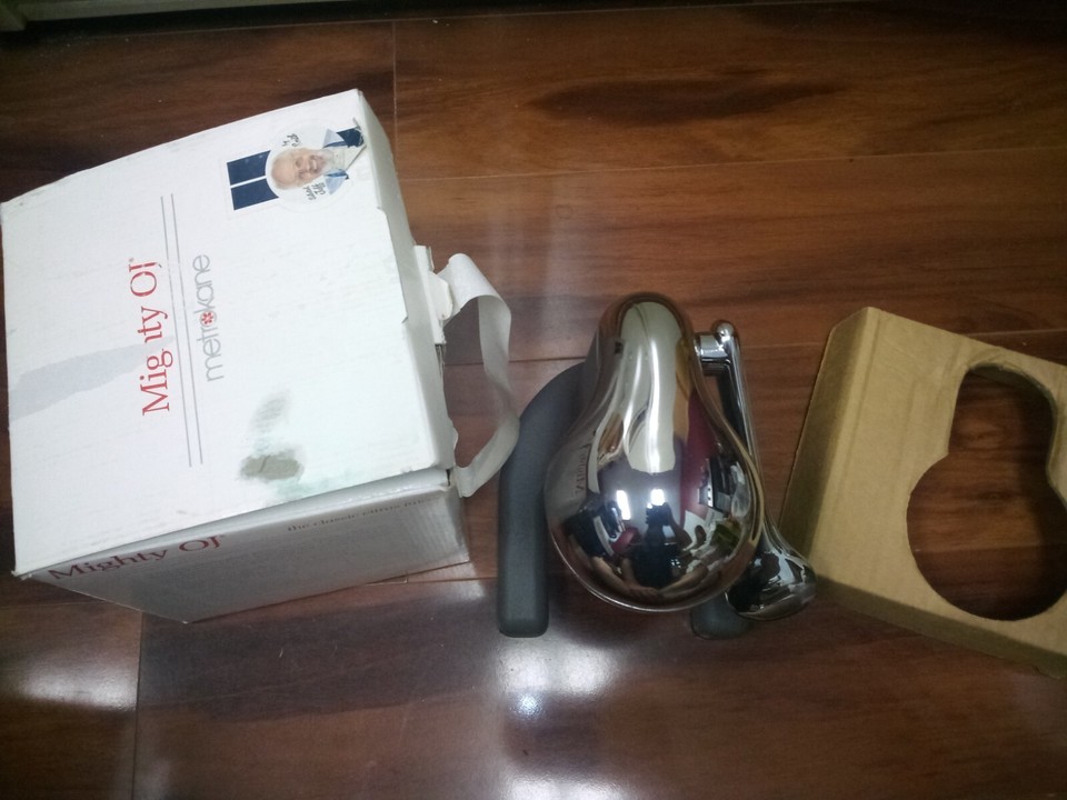 Vintage Mighty OJ Metrokane Original Citrus Juicer Metal Manual Lever ...