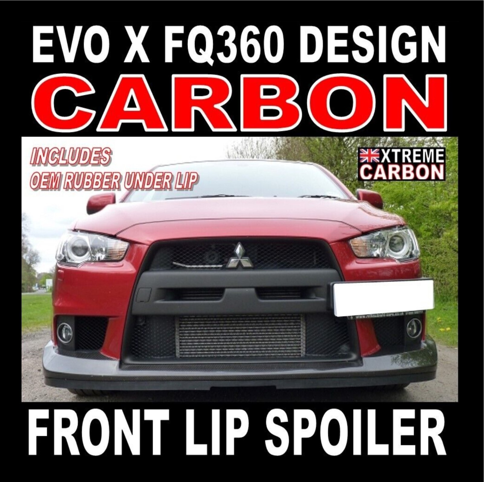 Carbon FQ360 Design Front Lip Spoiler Splitter FOR Mitsubishi Evo ...