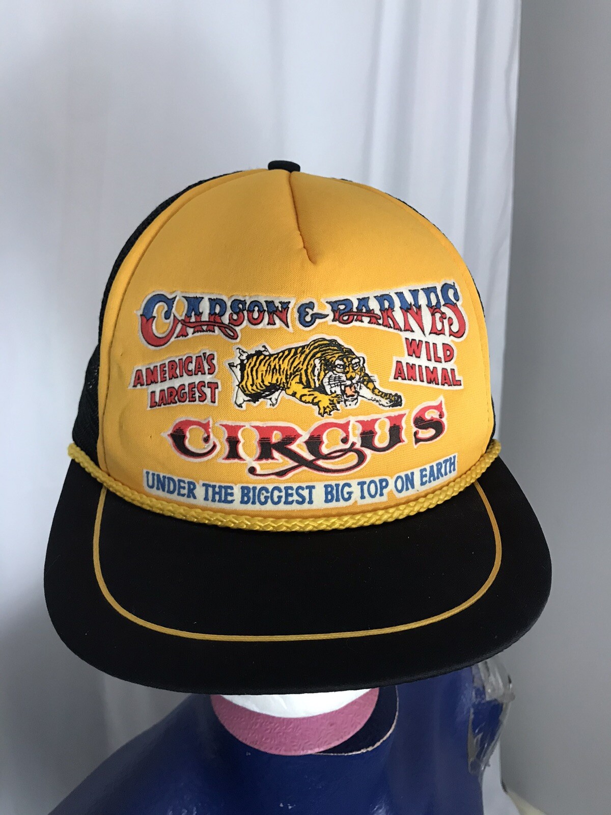 Vtg 80s Carson Barnes Circus Cap Logo Mesh Snap Back … - Gem