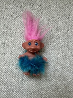 Vintage Russ Troll Key Chain Doll Pink Hair Blue Eyes Blue Hula 3 ...