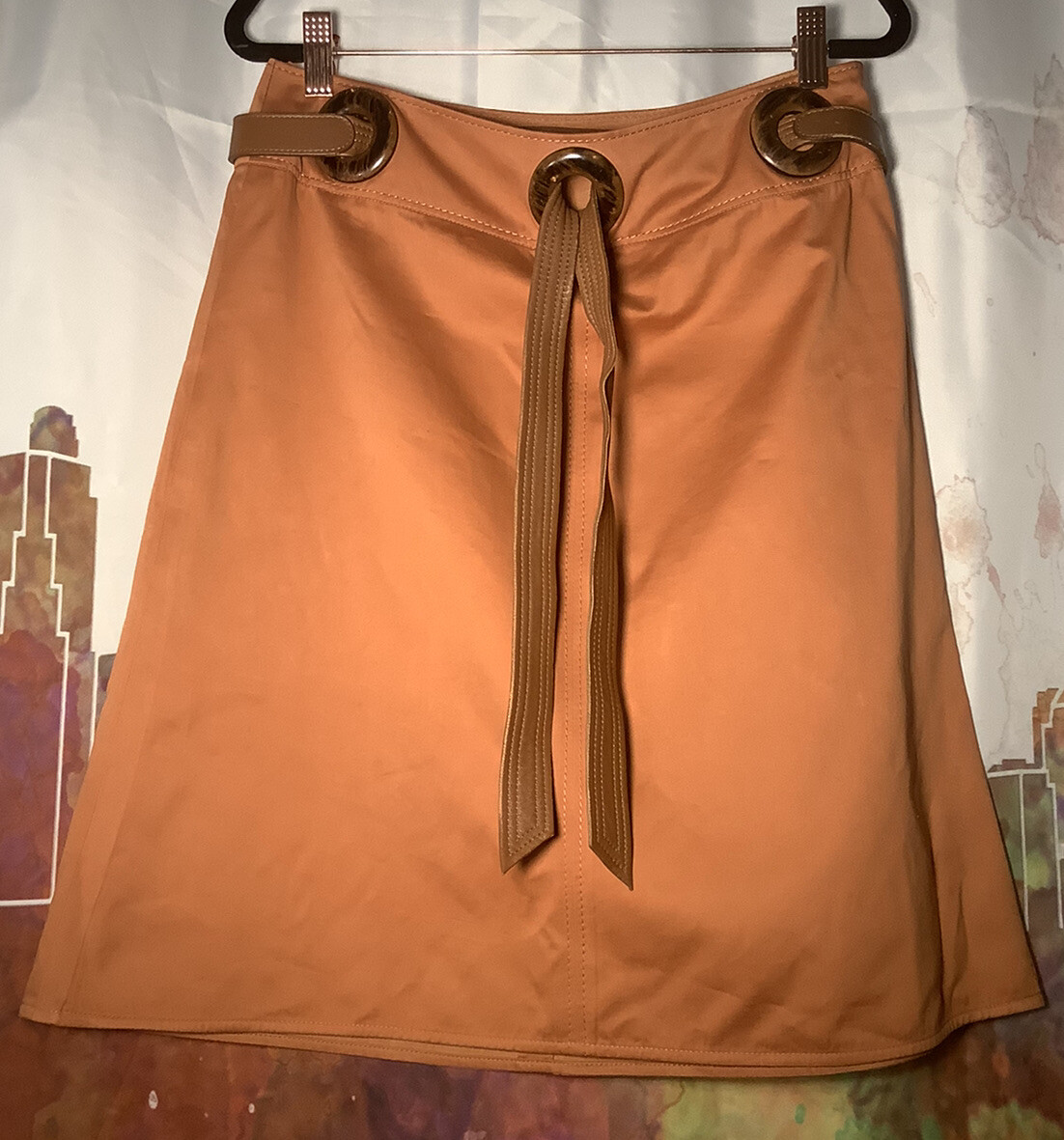 Valentino Rust A Line Tie “Leather” Belt Gold Grommet… - Gem