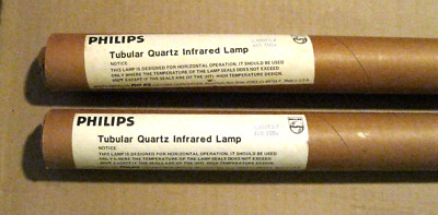 2 x PHILIPS INFRARED HEAT LIGHT LAMP T3 TUBE QUARTZ BULB 2500W 460-500V ...