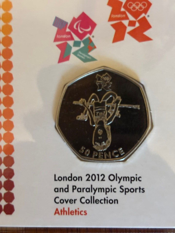 2010 GB London Olympics Athletics Royal Mail/Mint Bunc 50p Coin PNC ...