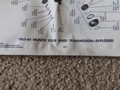 CHEVROLET MOTOR DIVISION 1963-64 MUNCIE 4 SPEED TRANSMISSION PARTS ...