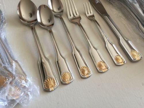 CAMBRIDGE - FLATWARE SILVERWARE *SHELL GOLD ACCENT* YOU CHOOSE PIECE ...