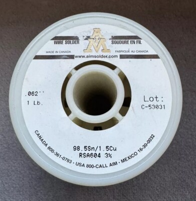 Aim Wire Solder 98.5Sn 1.5Cu .062” Dia. 1lb Spool RSA604 3% Flux | eBay