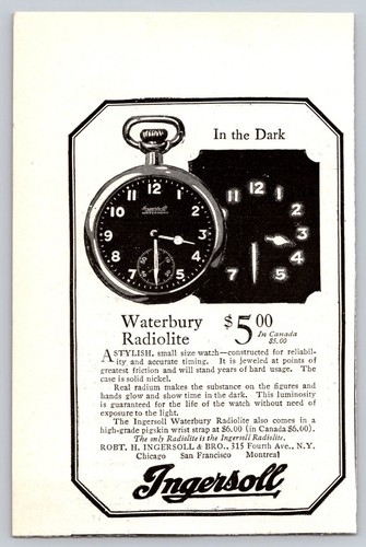 1918 Print Ad Ingersoll Waterbury Radiolite In the Dark Pocket Watch ...