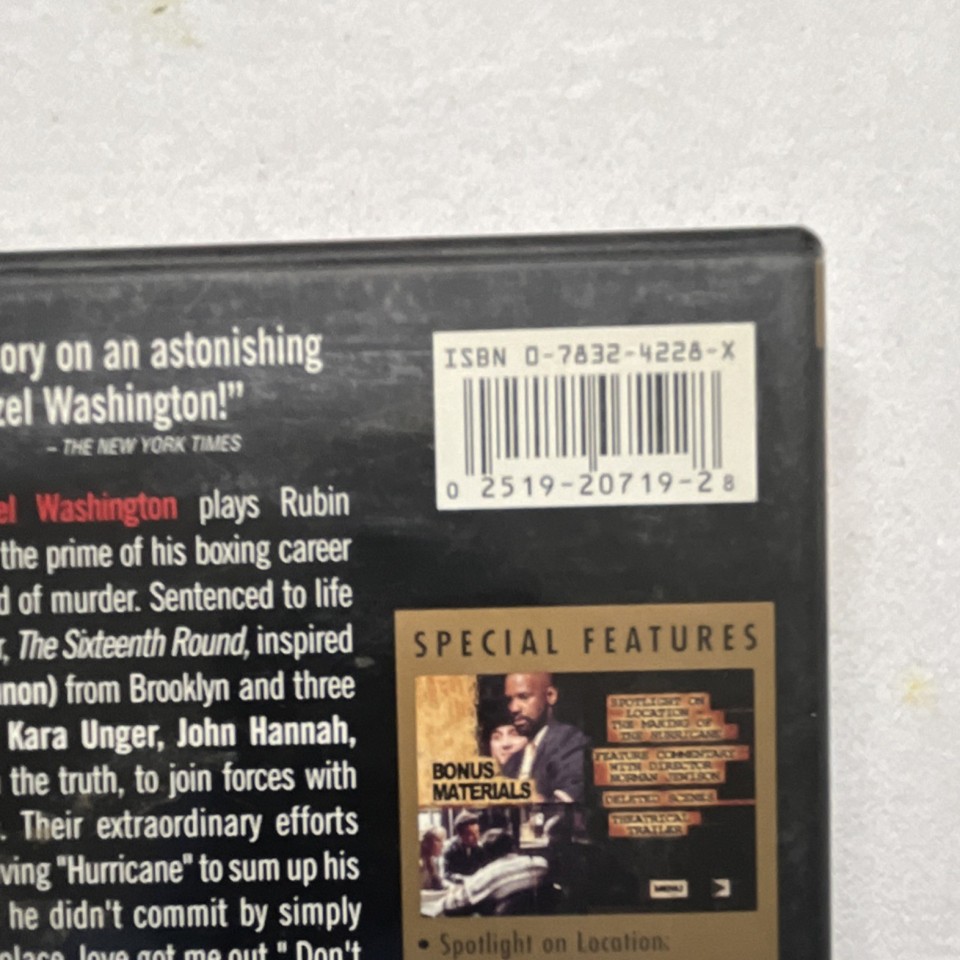 Universal Studios The Hurricane DVD Denzel Washington Widescreen ...